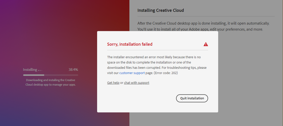 Solved: I can't install Creative Cloud desktop app due to ... - Adobe Product Community - 14343785